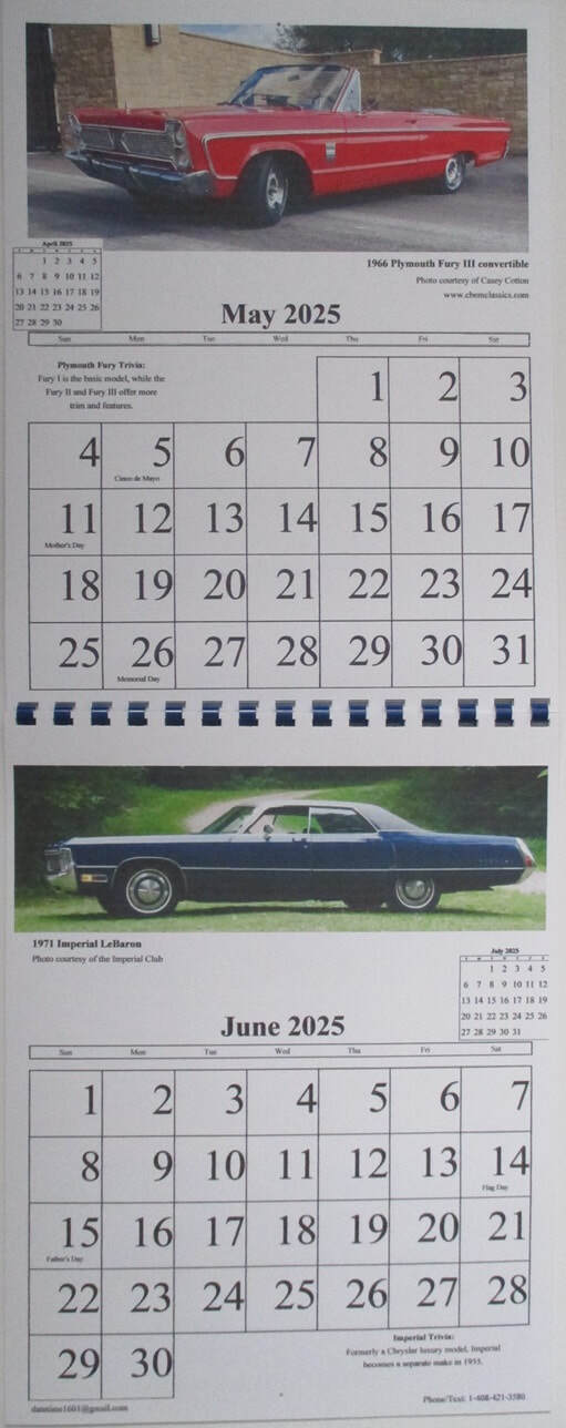 1960s-'70s Classic Cars - 2025 Wall Calendar | Date-Time-Games